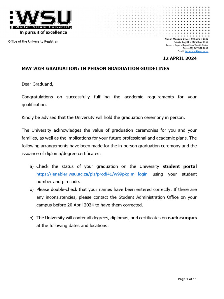 FINAL - MAY Graduation Guidelines - 12 April 2024 | PDF | Bachelor's Degree | Diploma