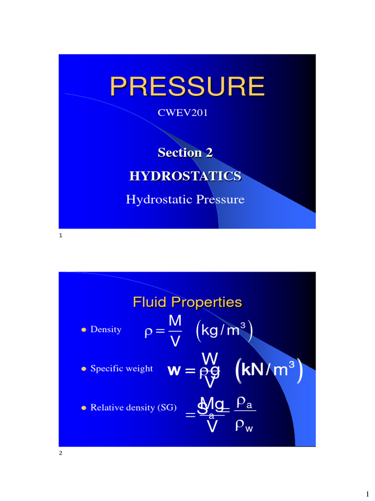 CWEV201 Water Pressure | PDF | Pressure | Pressure Measurement