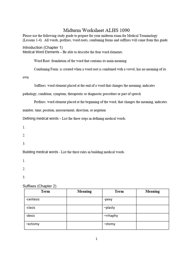 Midterm Worksheet ALHS 1090 Assignment | Download Free PDF | Anatomical ... Midterm Worksheet ALHS 1090 Assignment | Download Free PDF | Anatomical ...