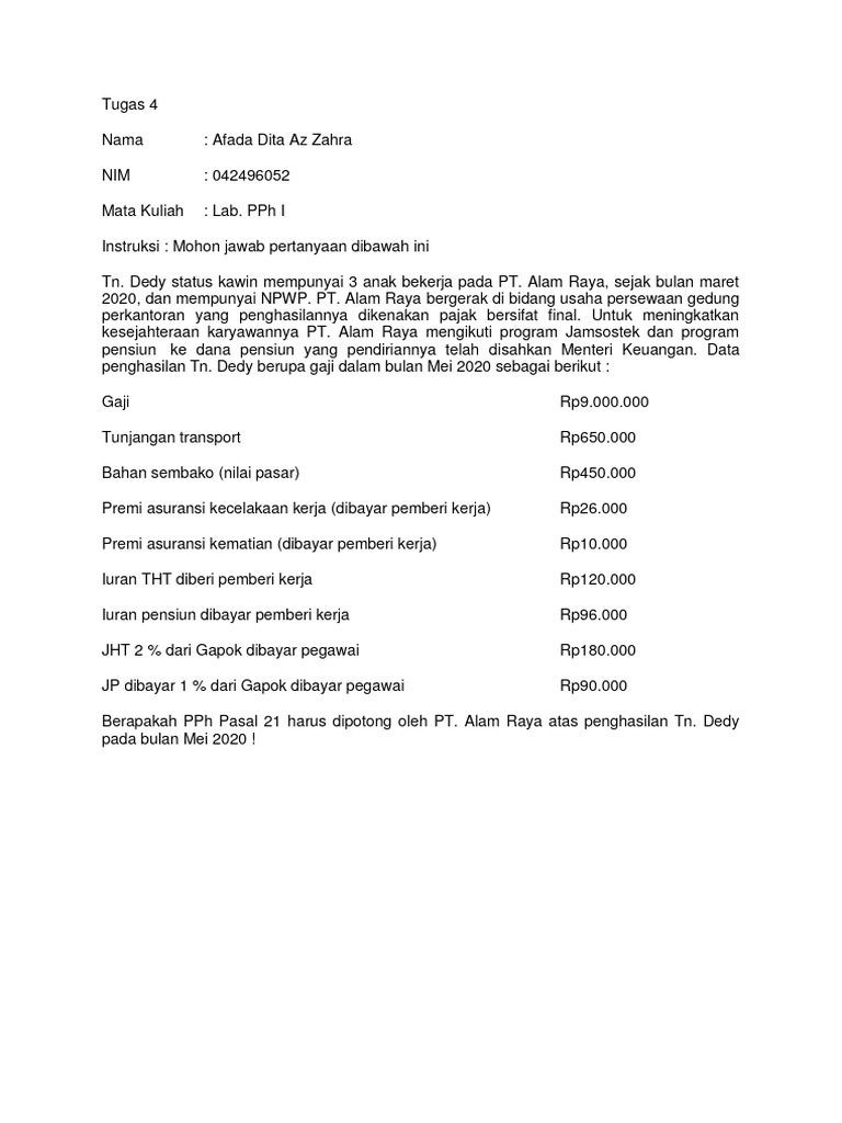 Afada Dita Az Zahra - Tugas 4 - Lab PPH 1 | PDF