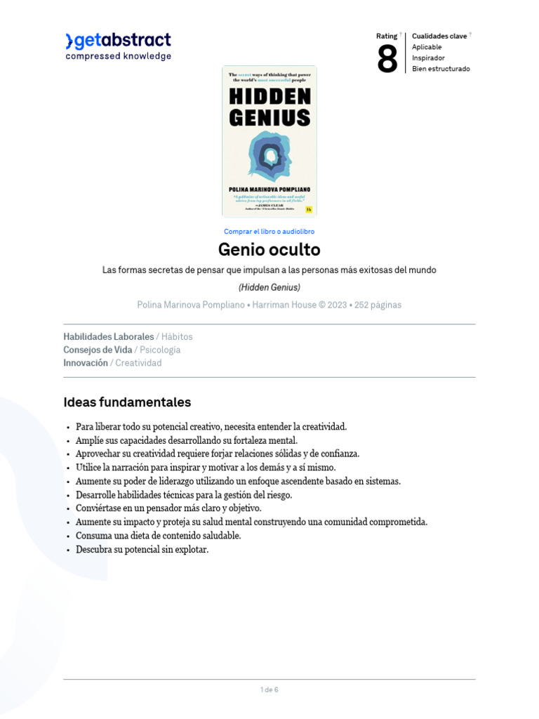 Genio Oculto Pompliano Es 48846 | PDF | Creatividad | Mente