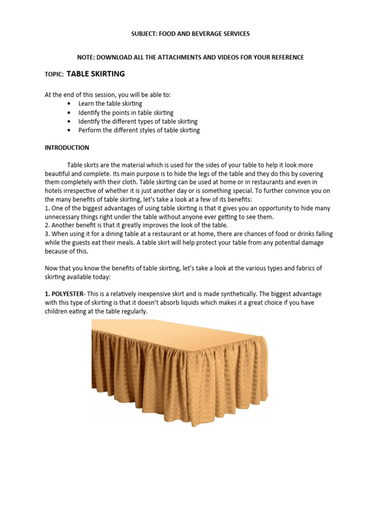 table-skirting- MODULES AND ACTIVITIES | PDF | Tableware | Waiting Staff