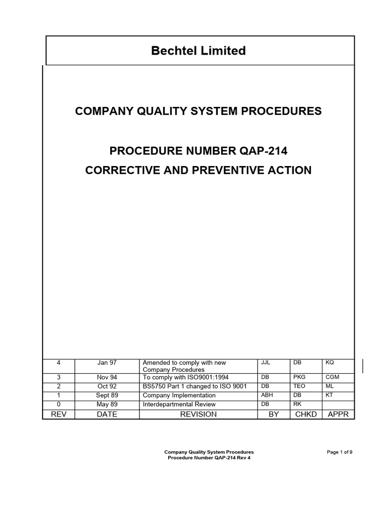 214-04a - CORRECTIVE AND PREVENTIVE ACTION | PDF | Iso 9000 | Project Management