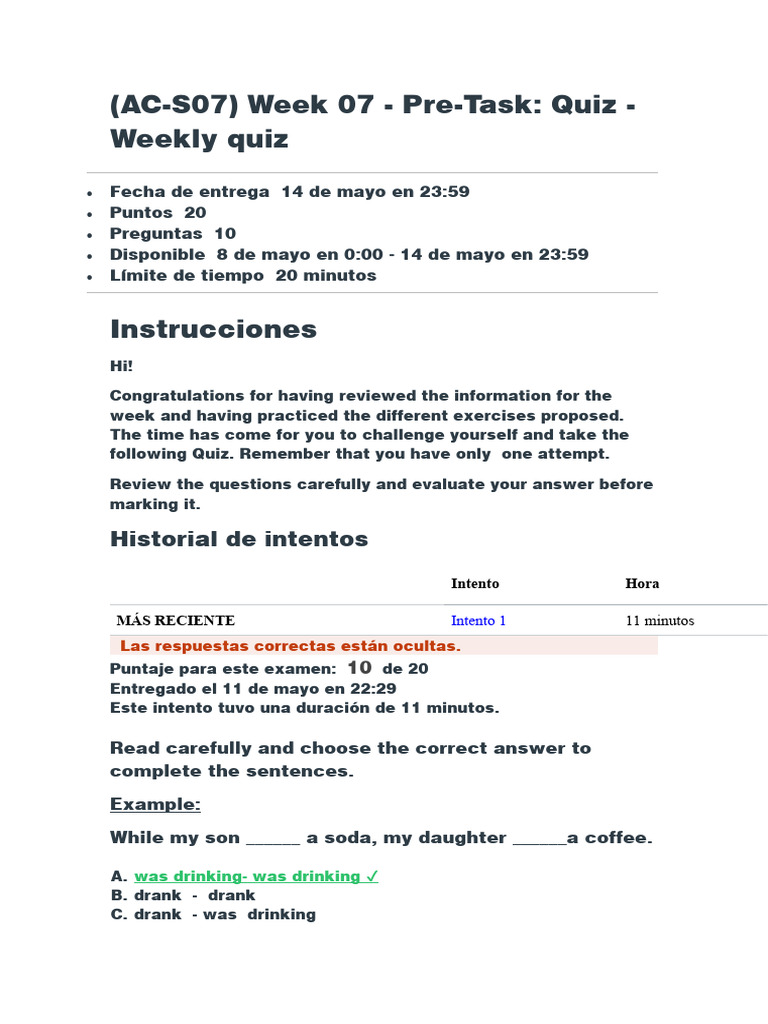 Week 07 Quiz Instructions and Details | PDF