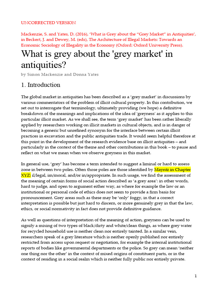Understanding the Grey Market in Antiquities | PDF | Archaeology