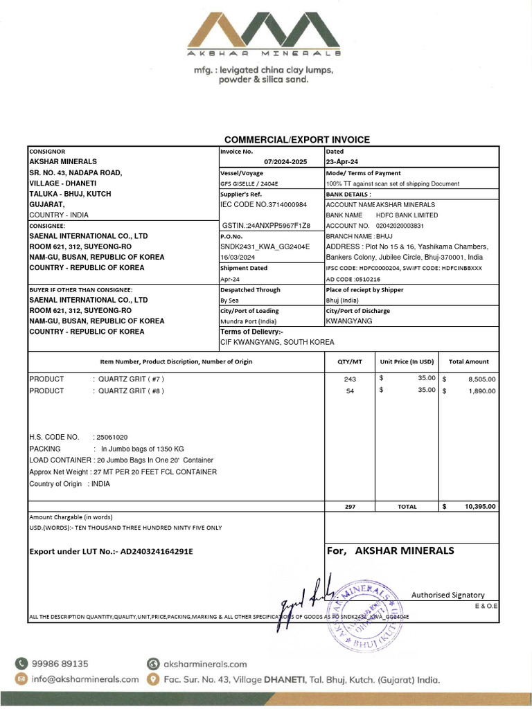 Export Invoice Orignal - 07 | PDF | Receipt | Invoice