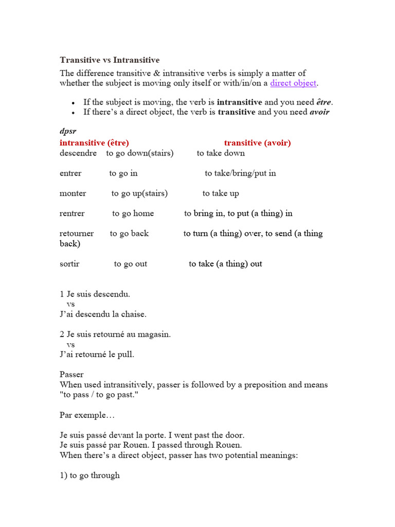 Transitive vs Intransitive Verbs Explained | PDF