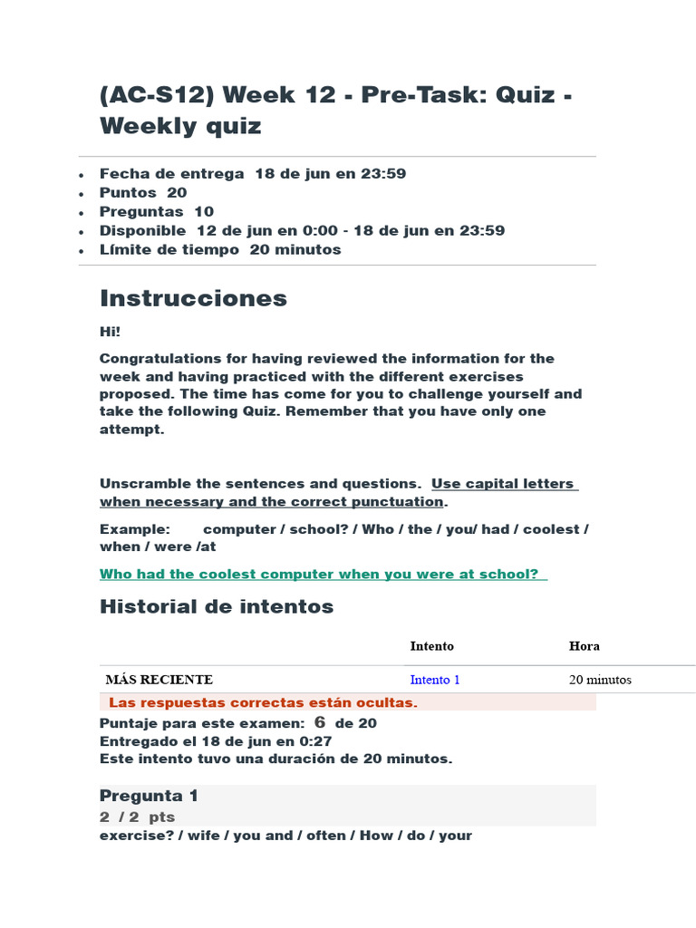 Week 12 Listening Quiz Instructions | PDF