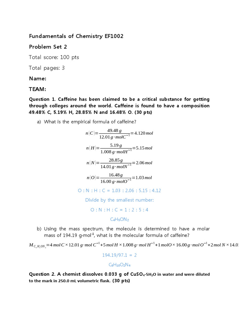 Pset 3 6Q A | PDF | Mole (Unit) | Molecules Pset 3 6Q A | PDF | Mole (Unit) | Molecules