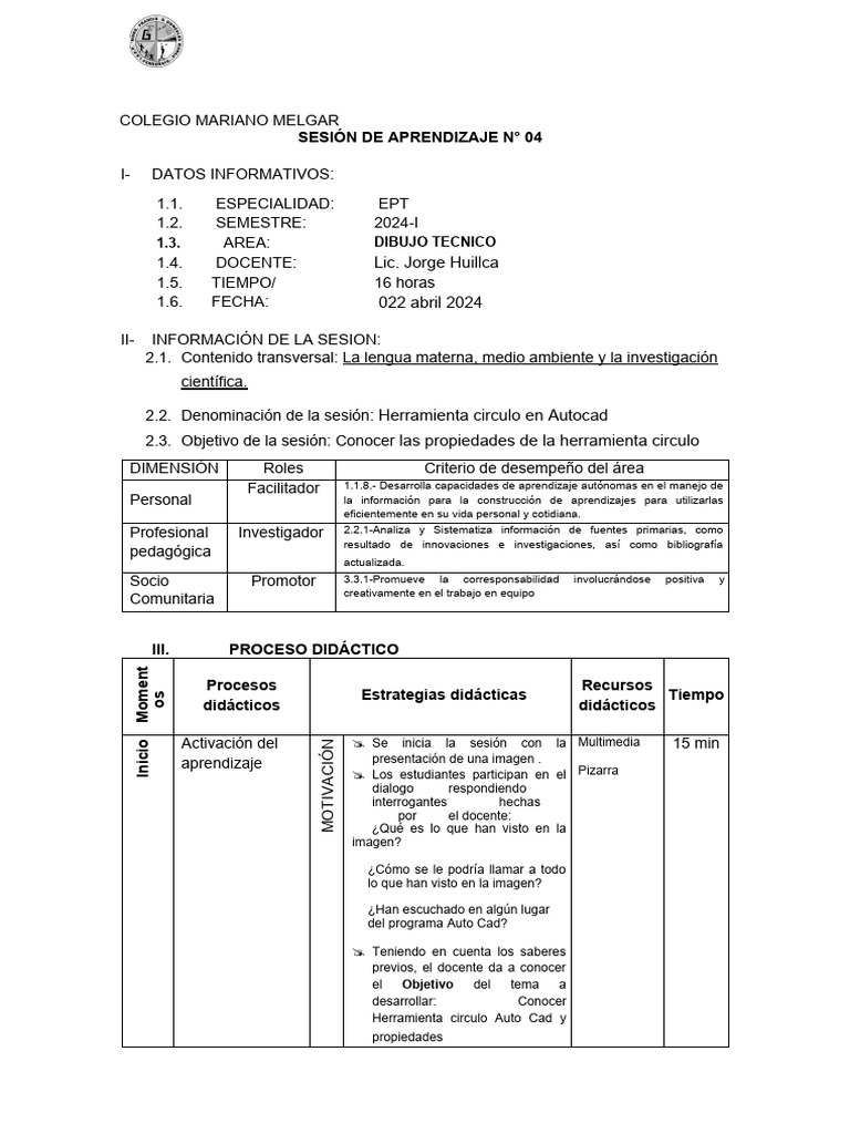 Sesion de Aprendizaje | PDF | Evaluación | Maestros