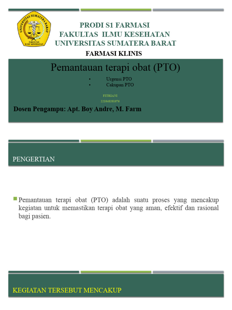 Pemantauan Terapi Obat (PTO) | PDF