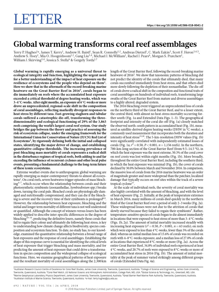 Coral Reef Changes from Global Warming | PDF | Coral Reef | Coral