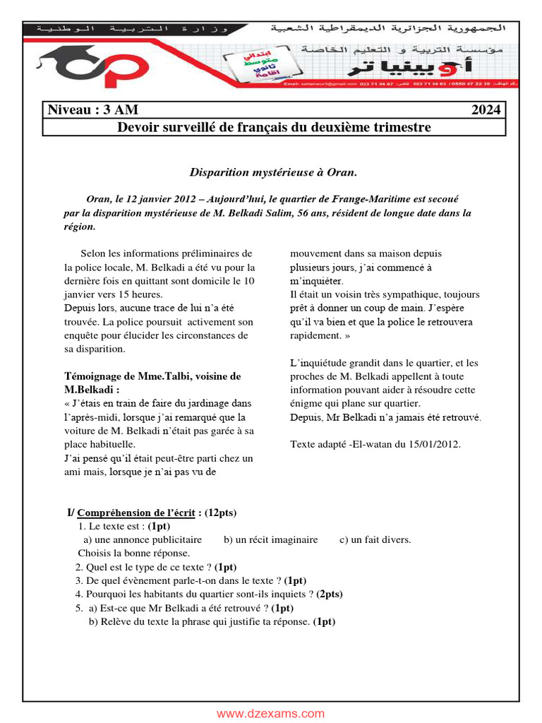 Disparition Mystérieuse à Oran | PDF