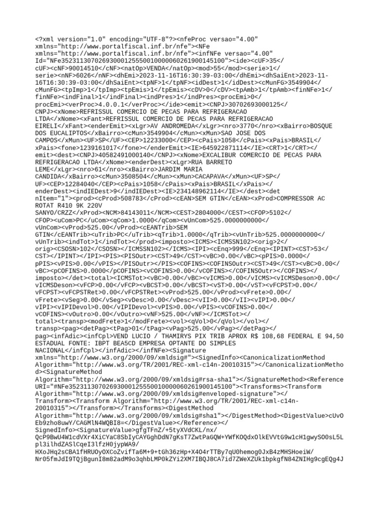 35231130702693000125550010000060261900145100-nfe (3) DEBORA | PDF