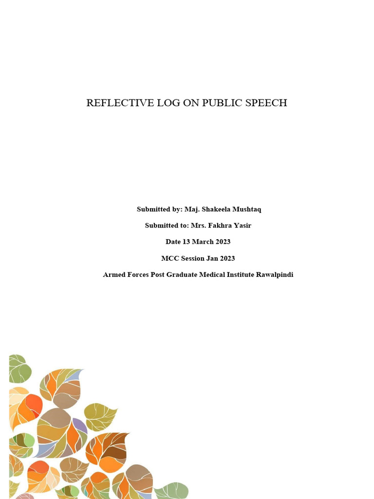 SM Reflective Log On Public Speech | PDF | Public Speaking | Experience