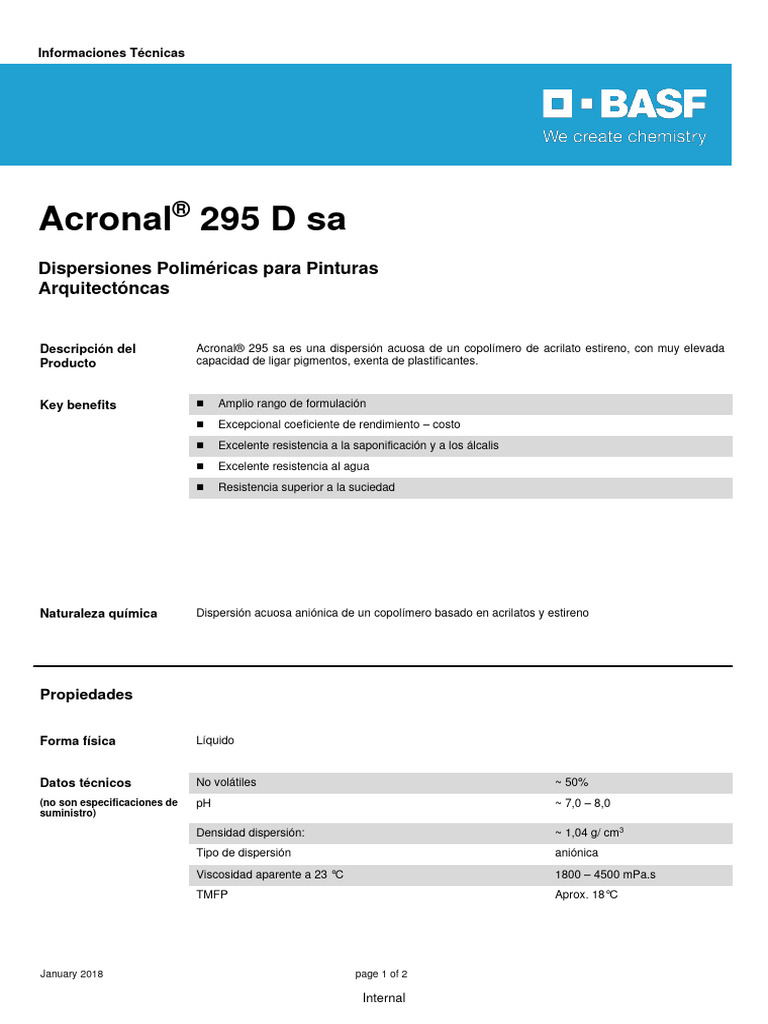Tds Acronal295dsa Es | PDF | Marca comercial | Química