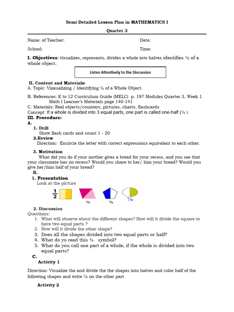 MATH Lesson Plan Q3 | PDF | Lesson Plan | Mathematics
