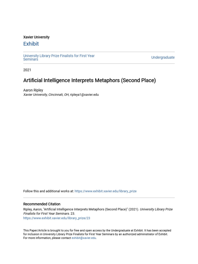 Artificial Intelligence Interprets Metaphors (Second Place) | PDF | Artificial Intelligence ...