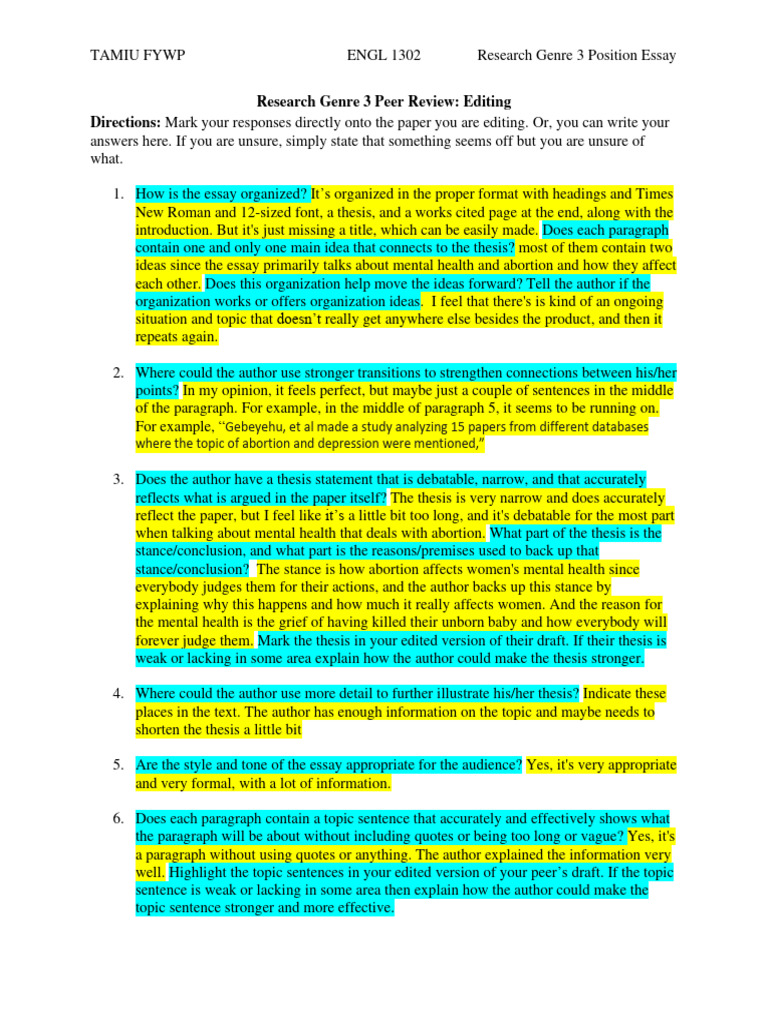 3 Peer Review Position Essay 1302 1 | PDF | Essays | Paragraph