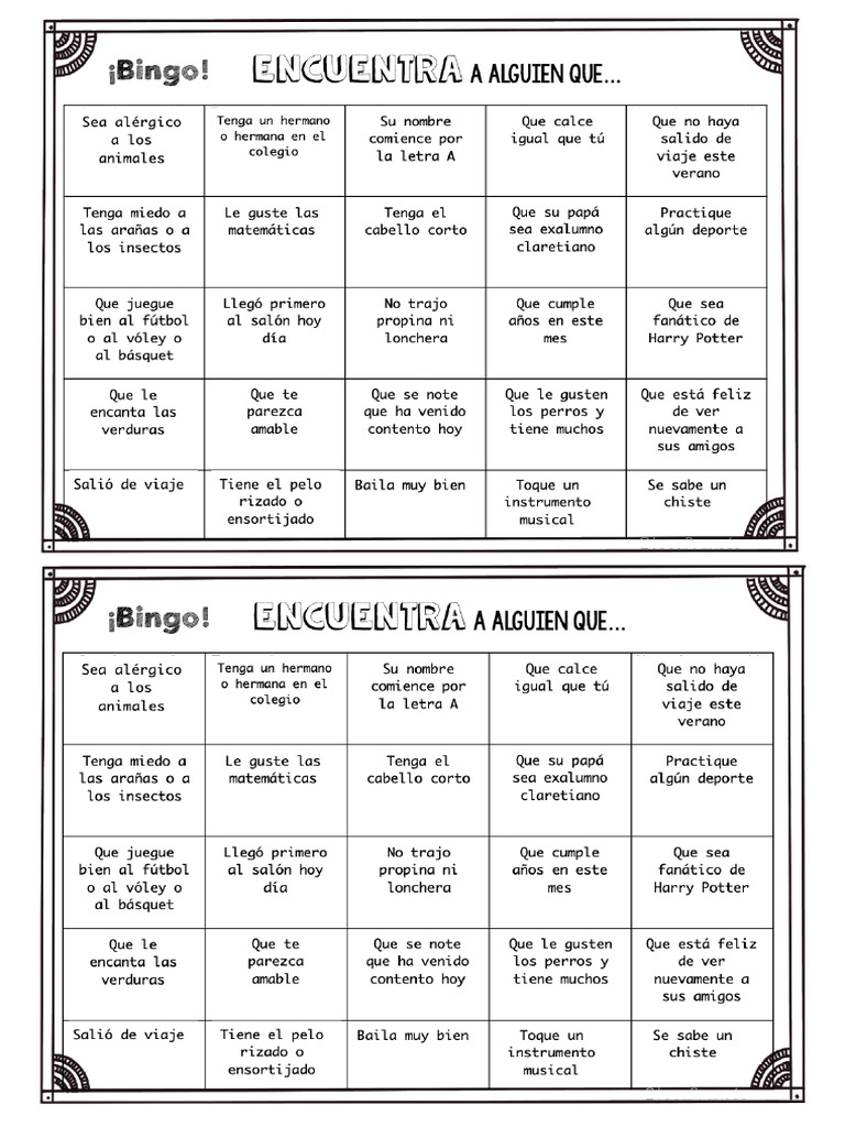 Bingo Busca Personas | PDF