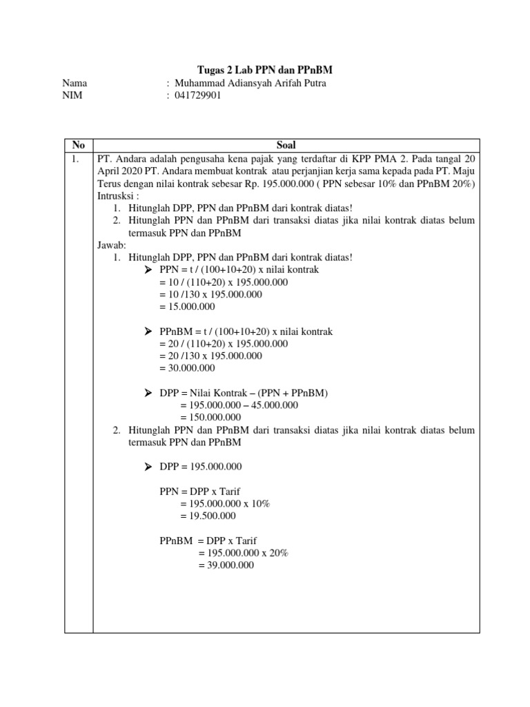 Tugas 2 Lab PPN Dan PPNBM | PDF