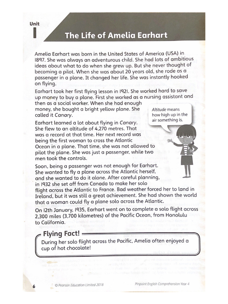 [A07] The Life of Amelia Earhart Unit 1 | PDF
