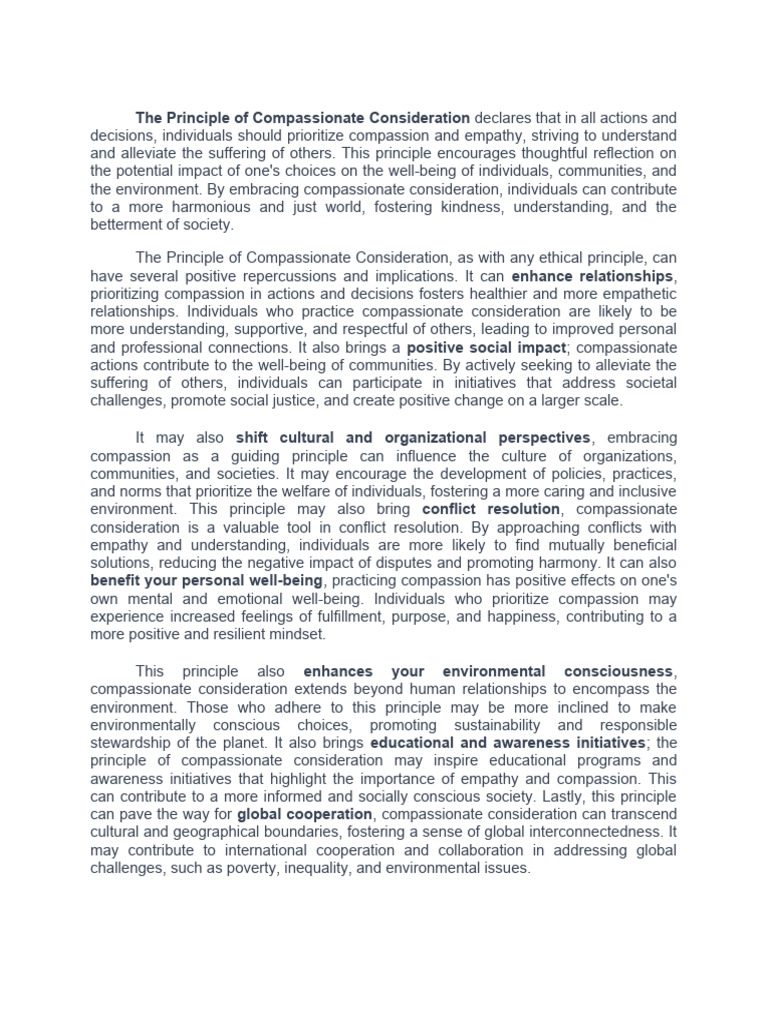 The Principle of Compassionate Consideration | PDF | Compassion | Morality