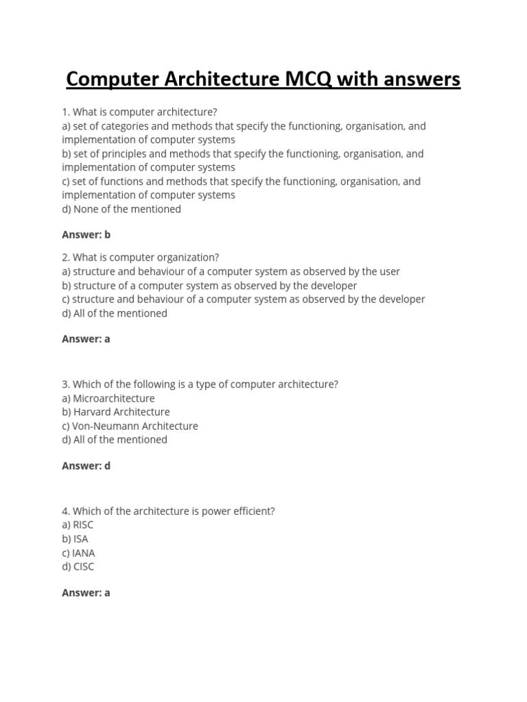 Computer Architecture MCQ With Answers (By AB Sir - 8910350813) | PDF | Computer Data Storage ...
