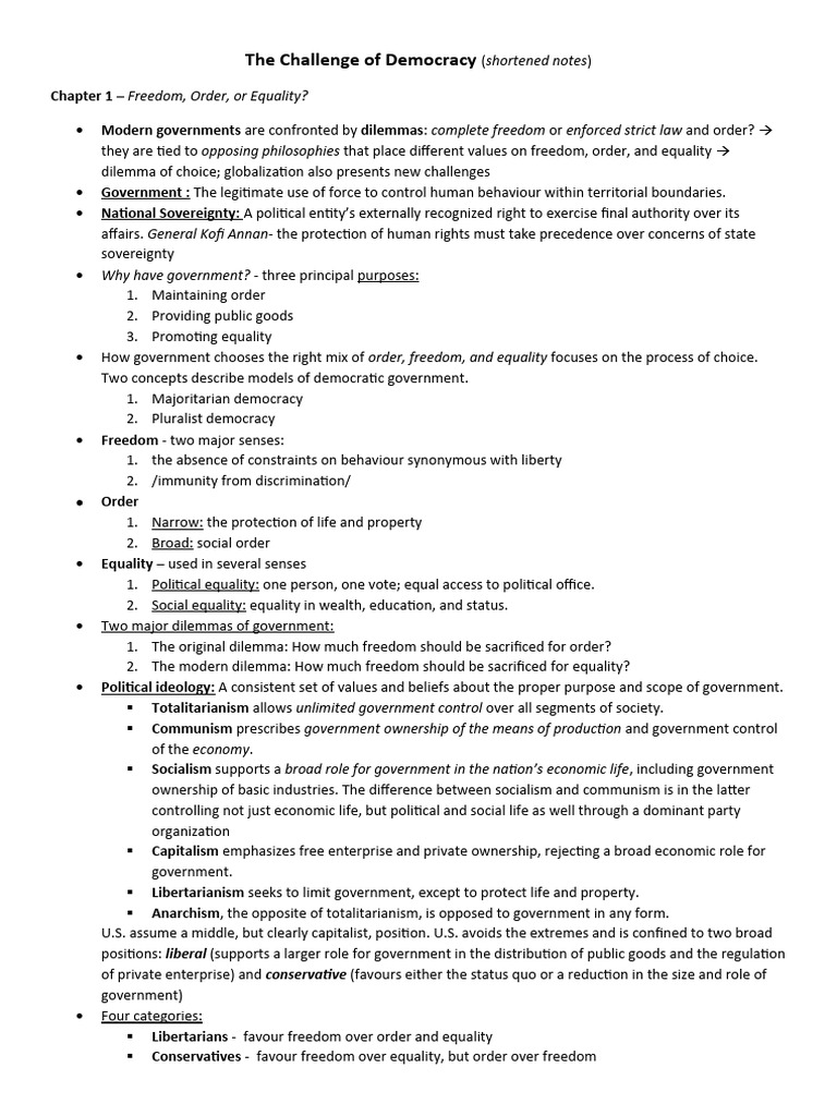 The Challenge of Democracy - Notes | PDF | Welfare | United States ...