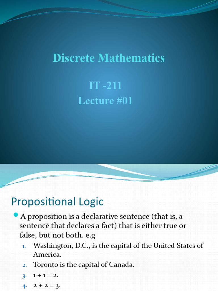DM Lecture 01 | PDF | If And Only If | Proposition