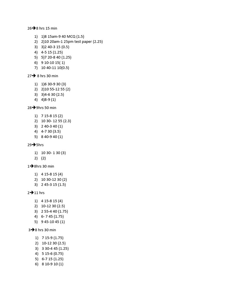 Daily Study Schedule Breakdown | PDF