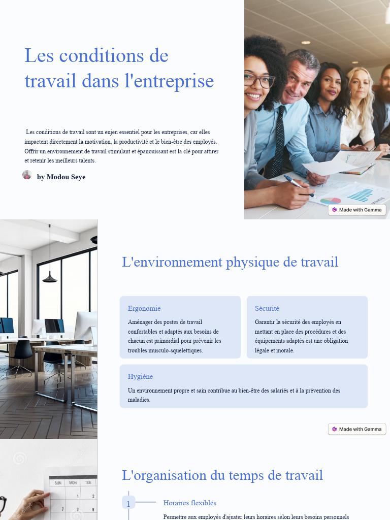 Conditions de travail en entreprise | PDF | Économie | Business