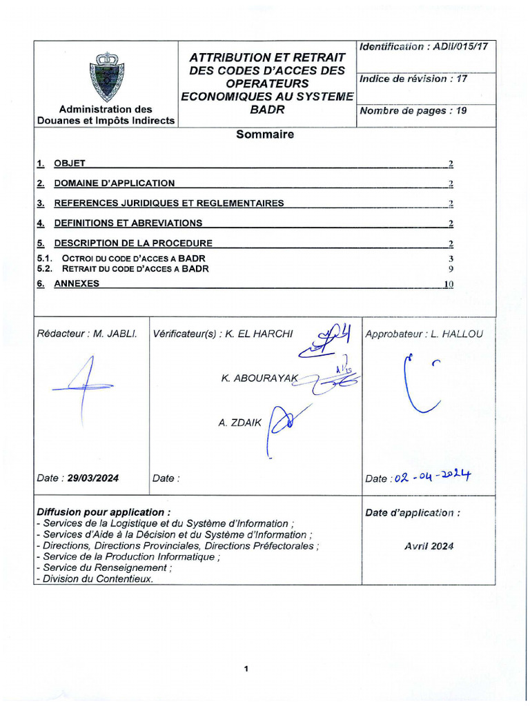 Attribution des Codes d'Accès au Système BADR | PDF | Vie privée et ...