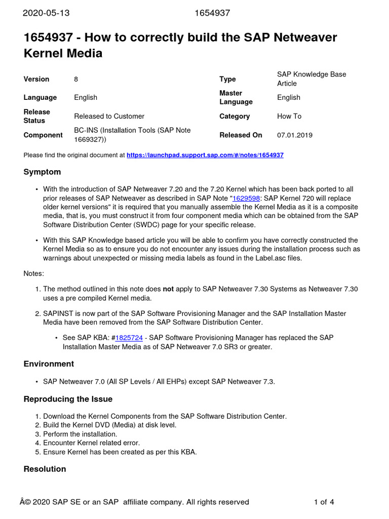 How To Correctly Build The SAP Netweaver Kernel Media | PDF | Computer File | Kernel (Operating ...