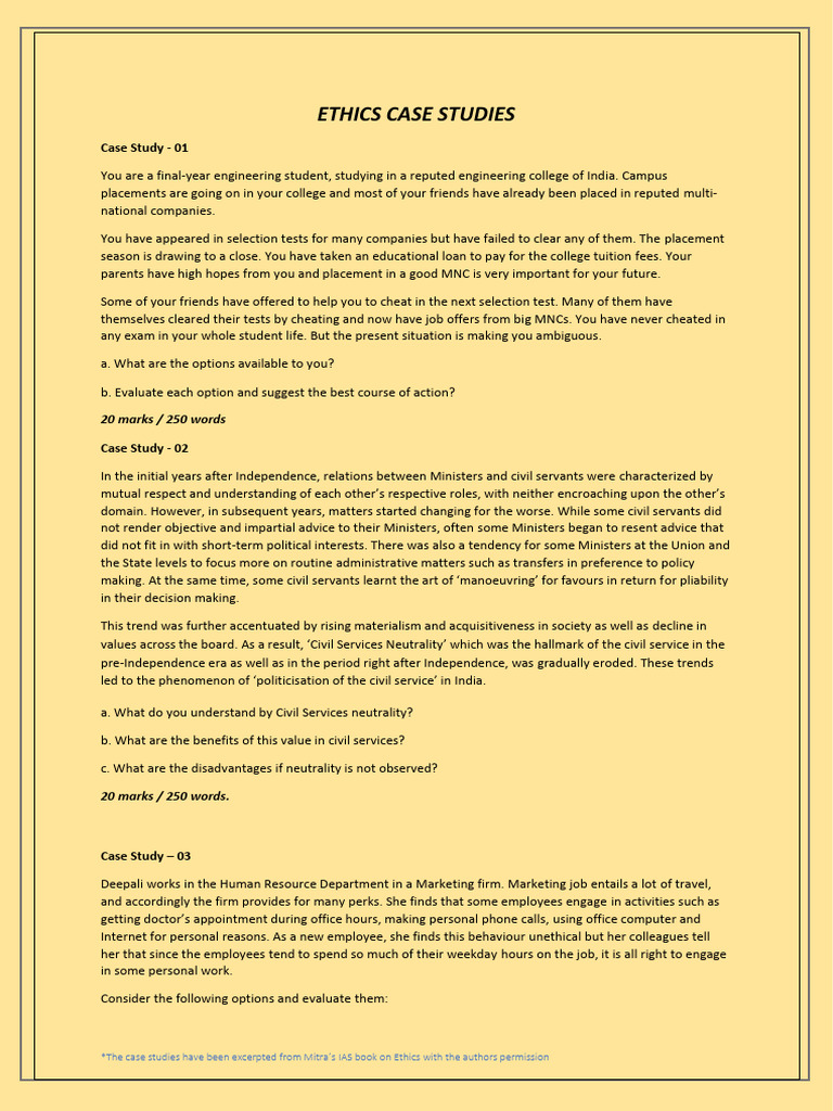Ethics Case Study by Ravi Sir | PDF | Emotional Intelligence | Employment