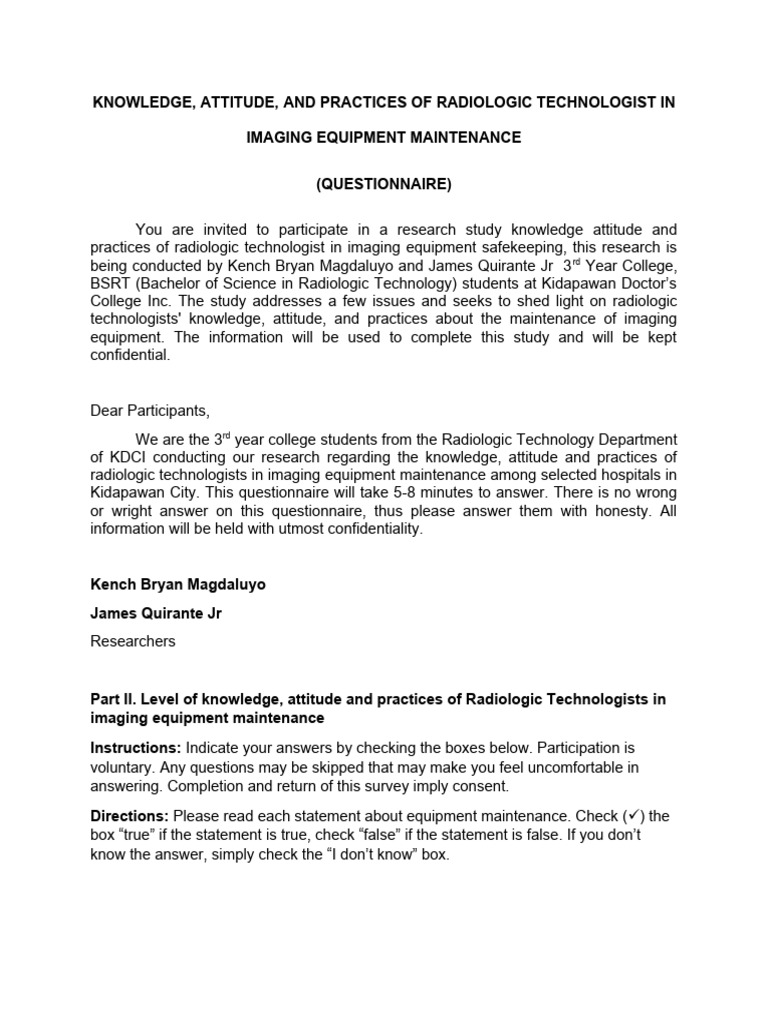 RPR 2023 007 Questionnaires | PDF | X Ray | Vacuum Tube