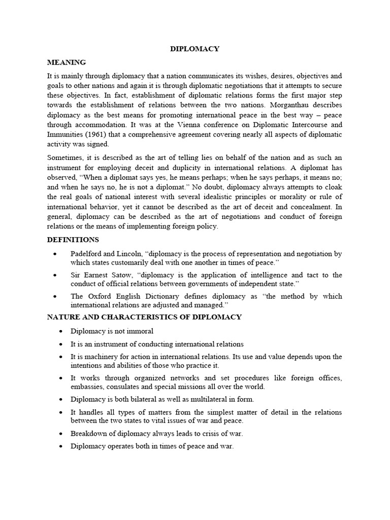 Diplomacy | PDF | Diplomacy | United Nations