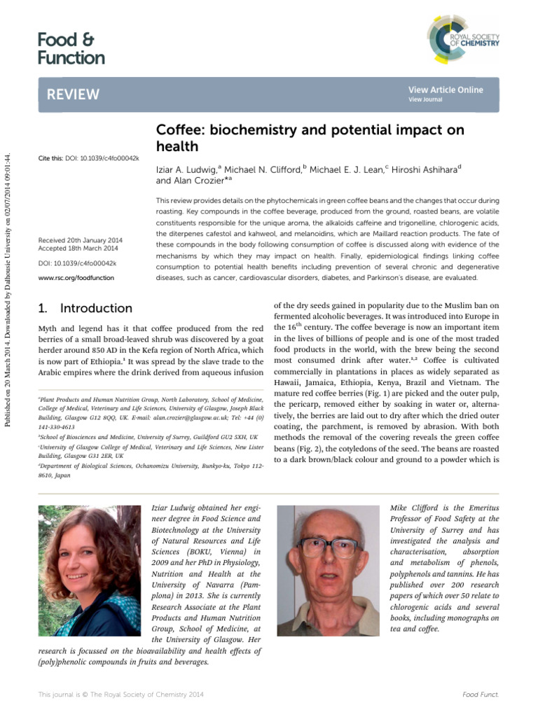 Coffee Biochemistry and Potential Impact On | PDF | Coffee | Carbohydrates