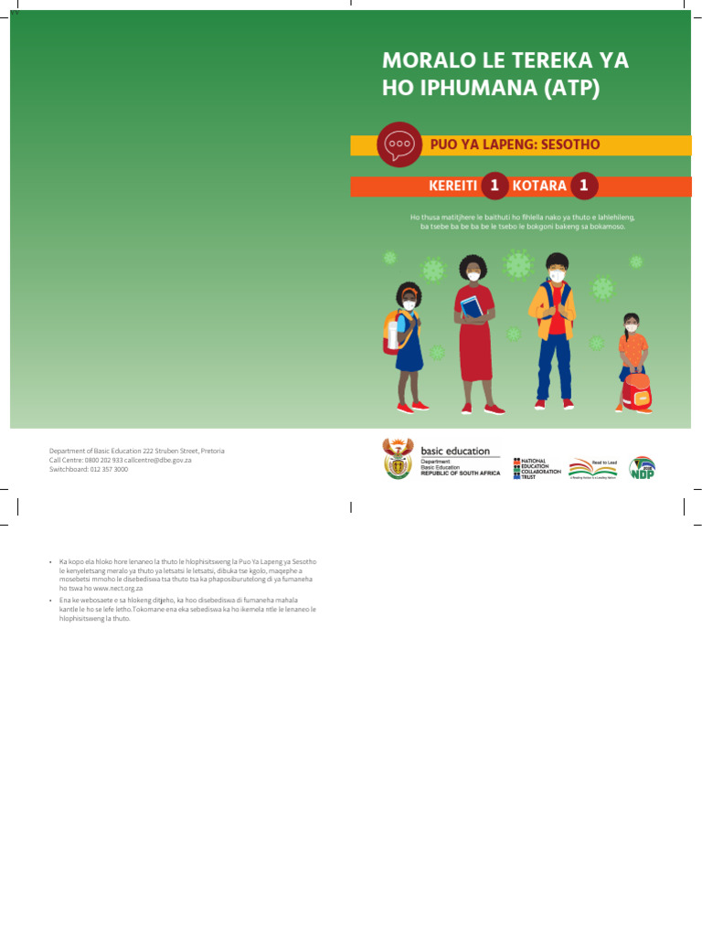 Gr 1 Term 1 2022 HL Sesotho Recovery ATP Tracker Cover | PDF