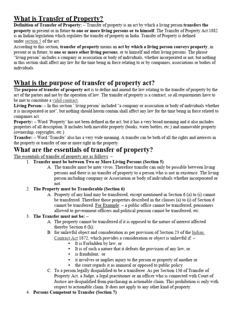 What Is Transfer of Property | PDF | Property | Leasehold Estate