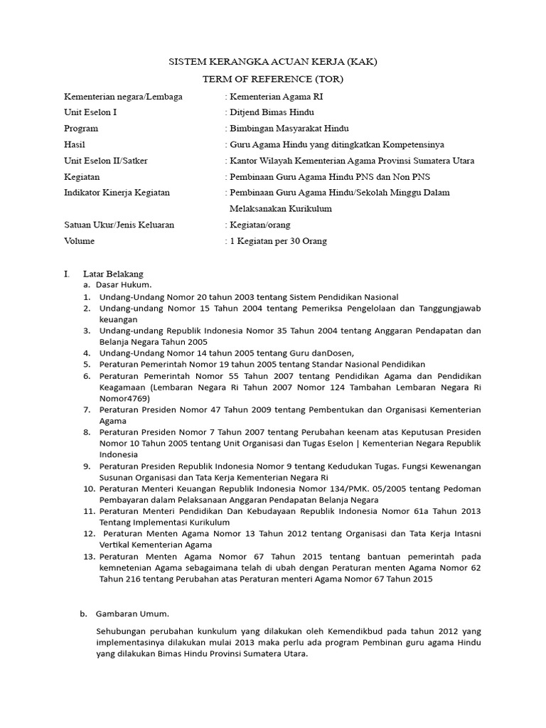 Sistem Kerangka Acuan Kerja | PDF