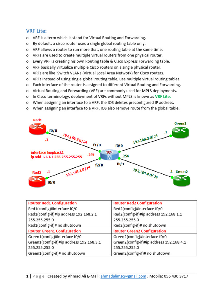 VRF Lite Theory | PDF | Ip Address | Router (Computing)