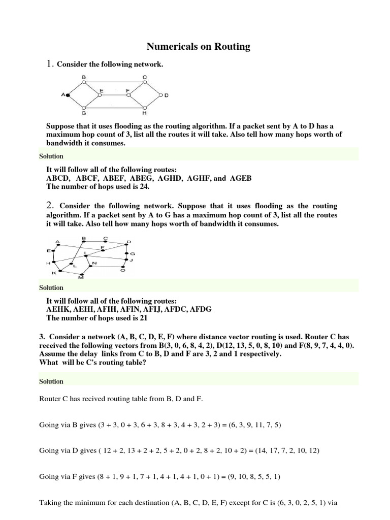 Numericals On Routing | PDF | Routing | Computer Networking