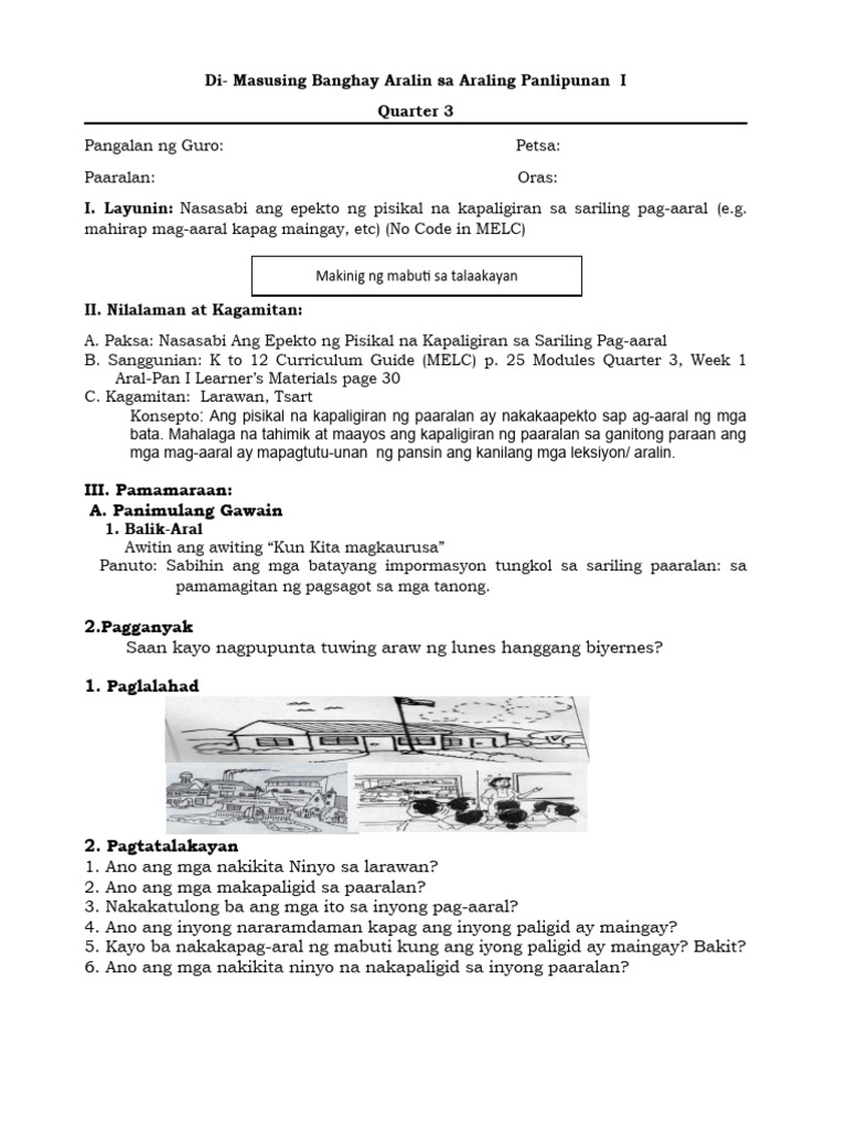Aral-pan I Lesson Plan q3 week 3 | PDF