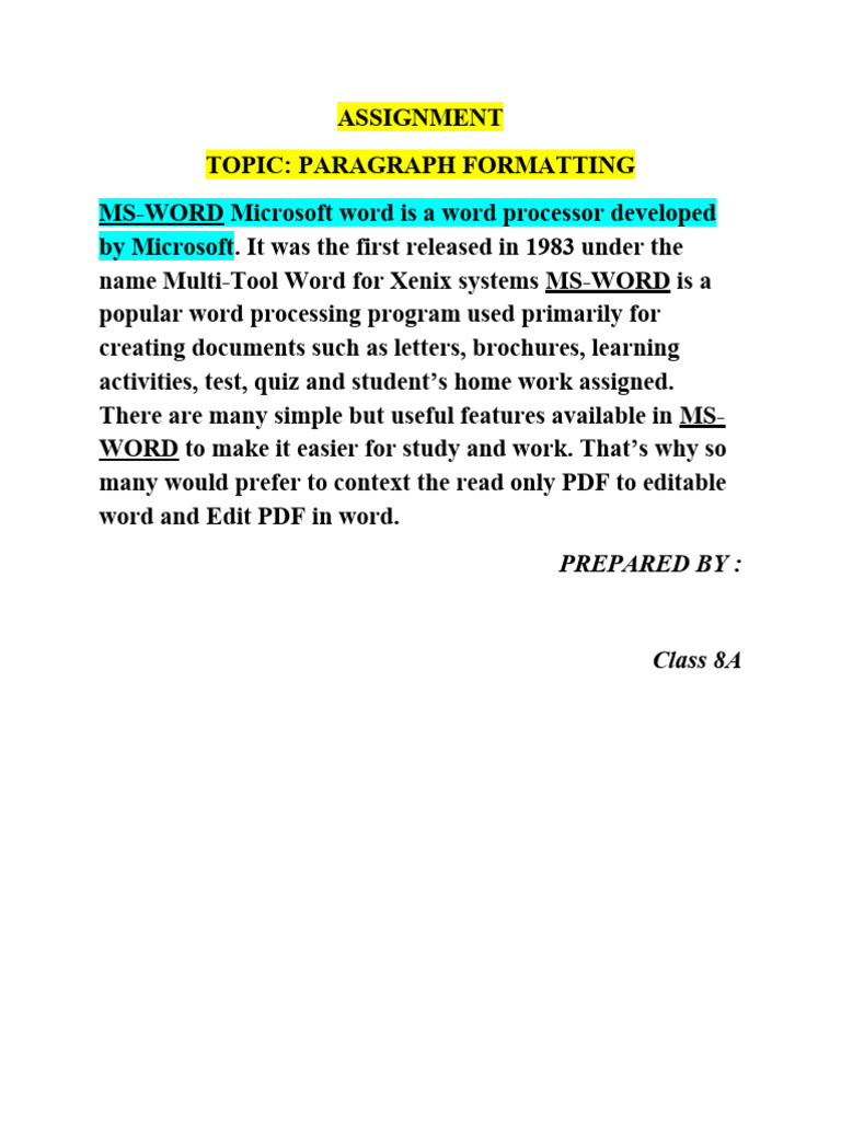 MS-Word Paragraph Formatting Guide | PDF