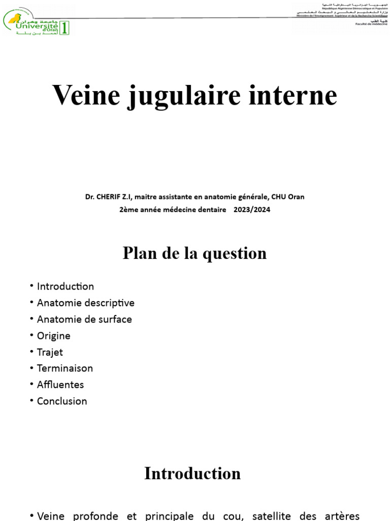 Anatomie de la veine jugulaire interne | PDF | Cou | Anatomie