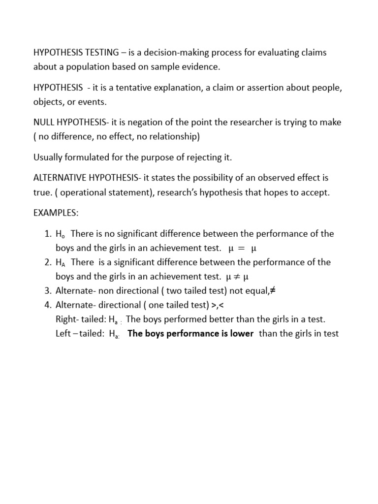Hypothesis Testing 1 | PDF | Hypothesis | Statistical Analysis