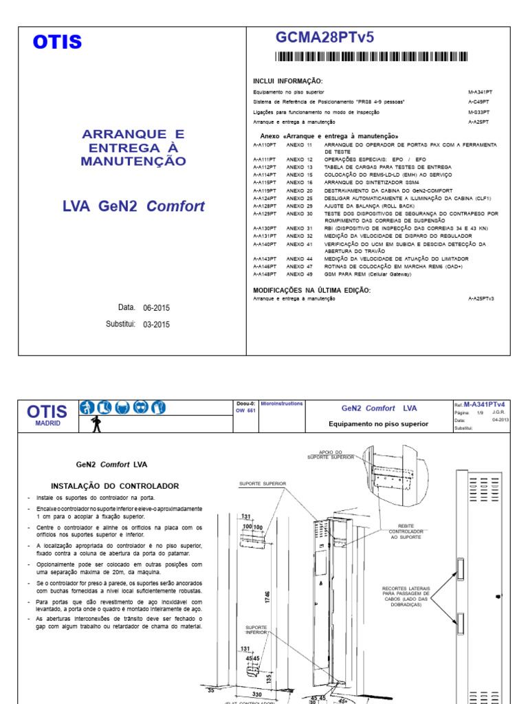 Manual Otis Gen2 LVA - Start Up | PDF | Transformador | Bens manufaturados