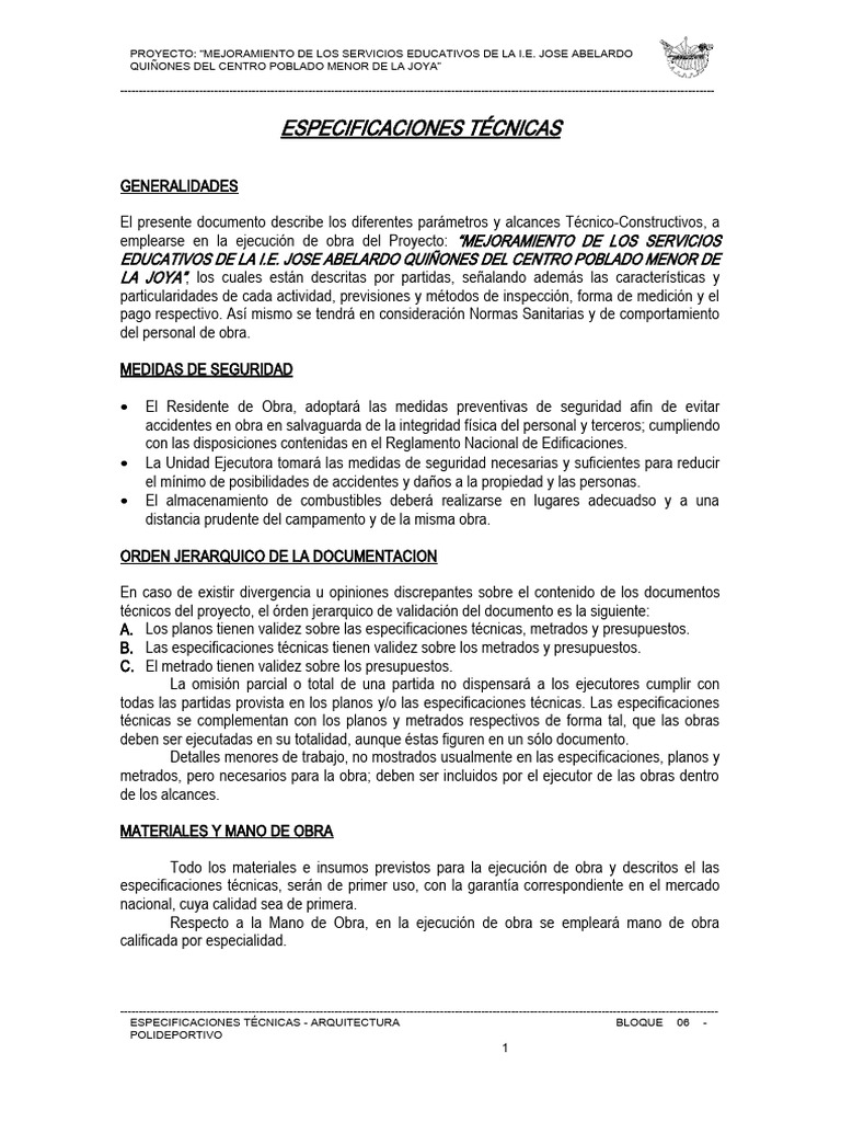 Especificaciones Tecnicas Arquitectura - Bloque 10 | PDF | Pinturas | Mortero (Albañilería)