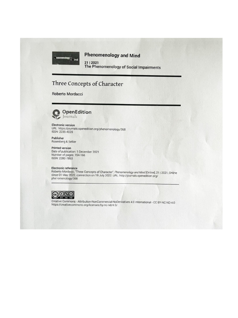 Philo Three Concepts of Character | PDF